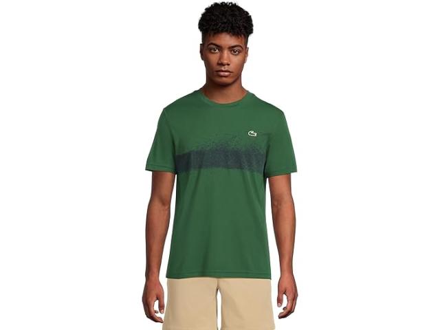 (取寄) ラコステ メンズ ショート スリーブ ノバク ファン コレクション テック ピケ T-シャツ Lacoste men Short Sleeve Novak Fan Collection Tech Pique T-shirt Green/Navy Blue