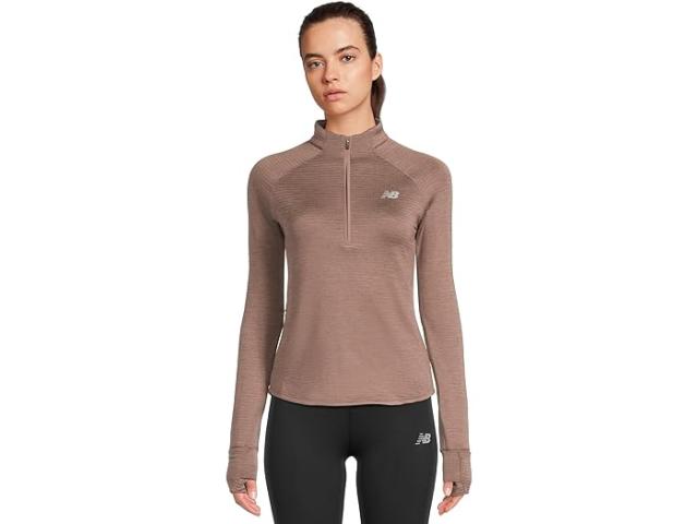 (取寄) ニューバランス レディース アスレチックス ヒート グリッド ハーフ ジップ New Balance women Athletics Heat Grid Half Zip Earth Shadow Heather