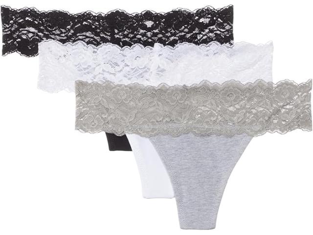 (取寄) パクト レディース レース ウェスト トング 3-パック PACT women Lace Waist Thong 3-Pack Heather Basics