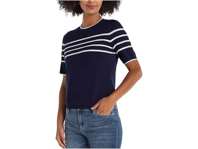 (取寄) リバプールロサンゼルス レディース ショート スリーブ クルー ネック セーター Liverpool Los Angeles women Short Sleeve Crew Neck Sweater Navy/White Stripe