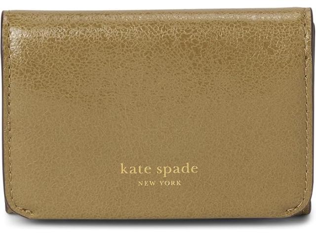 (取寄) ケイトスペード レディース ハロ グレイズ レザー カード ケース トリフォールド ウォレット Kate Spade New York women Halo Glazed Leather Card Case Trifold Wallet Dried Thyme