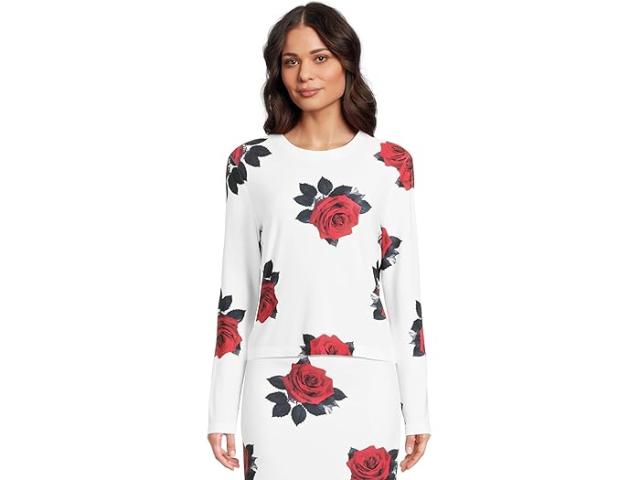 (取寄) ノーマ カマリ レディース ロング スリーブ クルー トップ ショーツ Norma Kamali women Long Sleeve Crew Top Shorts Red Rose