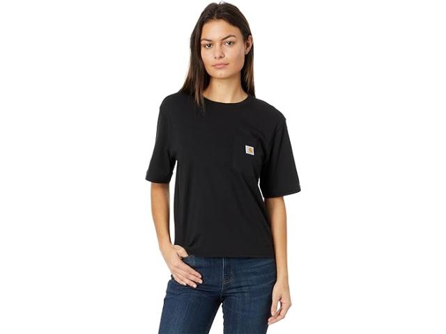 (取寄) カーハート レディース ルーズ フィット ライトウェイト ショート スリーブ クルー ネック Tシャツ Carhartt women Loose Fit Lightweight Short Sleeve Crew Neck T-Shirt Black