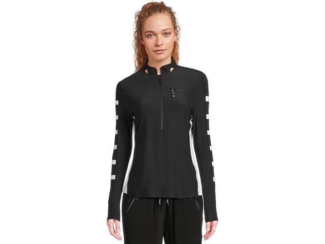 (取寄) ジェイミー サドック レディース ロング スリーブ 1/4 ジップ トップ Jamie Sadock women Long Sleeve 1/4 Zip Top Black