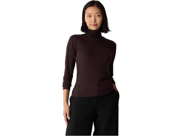 (取寄) アイリーン フィッシャー レディース シーア ニット タートル ネック トップ Eileen Fisher women Sheer Knit Turtle Neck Top Wine