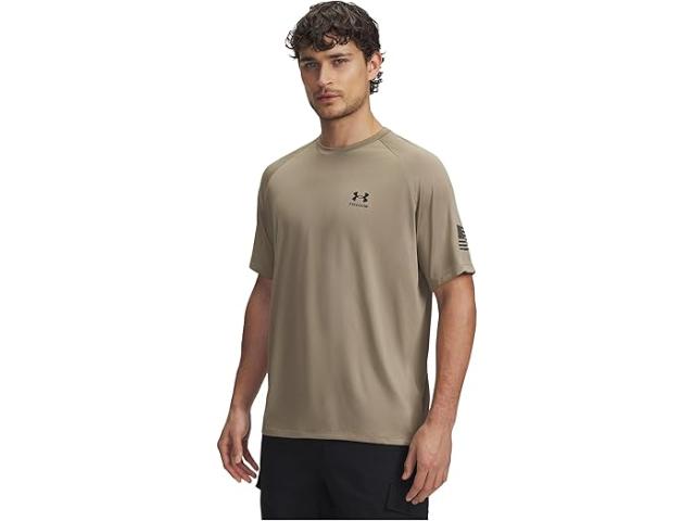 (取寄) アンダーアーマー メンズ フリーダム テック ショート スリーブ T シャツ Under Armour men Freedom Tech Short Sleeve T Shirt Federal Tan/Black