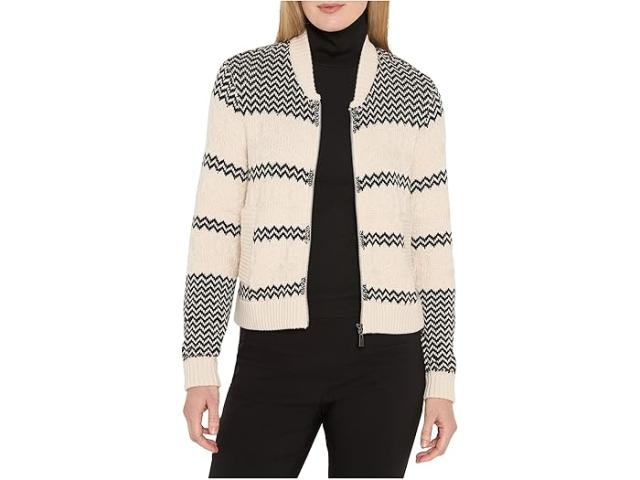 (取寄) ニックゾー レディース ジグザグ ボンバー ジャケット NIC+ZOE women Zigzag Bomber Jacket Black Multi