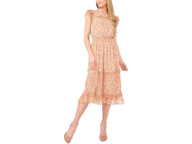 (取寄) シーシー レディース スモック ウェスト ラッフル ティアード ミディ ドレス CeCe women Smocked Waist Ruffle Tiered Midi Dress Mint Lime