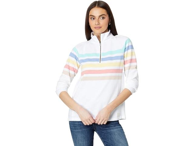 (取寄) エルエルビーン レディース ピークス アイランド 1/4 ジップ L.L.Bean women L.L.Bean Peaks  1/4 Zip White Multi Stripe