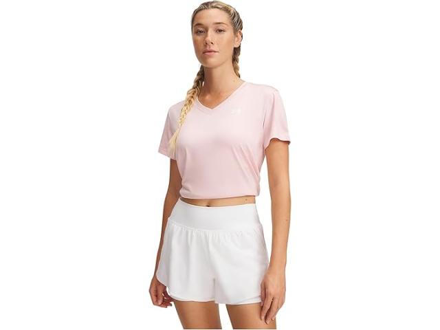 (取寄) アンダーアーマー レディース テック ショート スリーブ V-ネック ツイスト Under Armour women Tech Short Sleeve V-Neck Twist Prime Pink/White