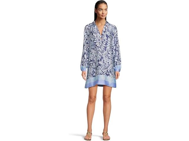 (取寄) リリー ピュリッツァー レディース ロング スリーブ Lilly Pulitzer women Iralanne Long Sleeve Popo Sapphire Pool Summer Shorelines Engineered Woven Dress