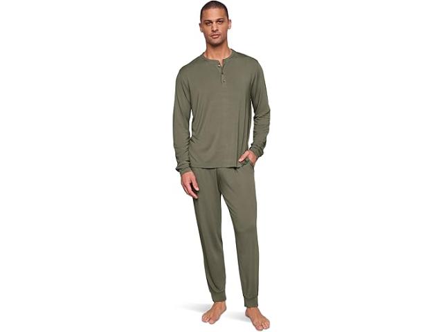 (取寄) エバージェイ メンズ ヘンリー - ザ ロング Pj セット Eberjey men Henry - The Long PJ Set Smokey Olive