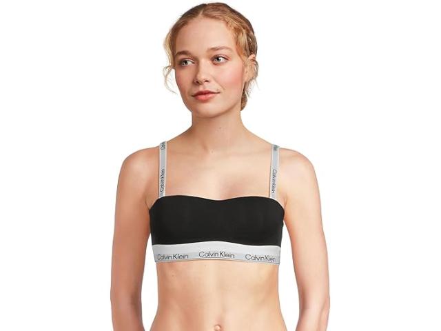 (取寄) カルバンクライン アンダーウェア レディース アイコン コットン モーダル ライトリー ライン ヘアバンド ブラ   Underwear women Icon Cotton Modal Lightly Lined Bandeau Bra Black