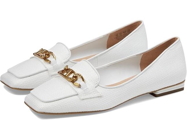 (取寄) フランコ サルト レディース ティアリ スリッポン スクエア トゥ ローファーズ Franco Sarto women Tiari Slip-On Square Toe Loafers White Woven Fabric