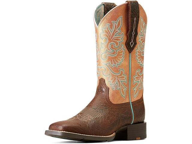 (取寄) アリアット レディース ラウンド アップ ワイド スクエア トゥ ストレッチフィット ウェスタン ブーツ Ariat women Round Up Wide Square Toe StretchFit Western Boot Toasted Blanket Emboss