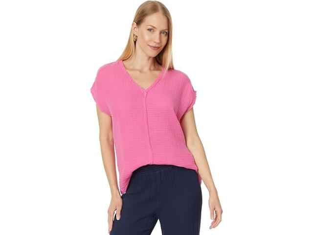 (取寄) マイケル スターズ レディース ドラヤ V-ネック トップ Michael Stars women Draya V-Neck Top Flamingo