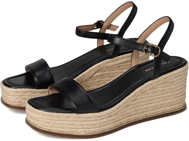 (取寄) コールハーン レディース クラウドフィール エスパドリーユ Cole Haan women Cloudfeel Keeton Espadrille Flatforms Black Leather