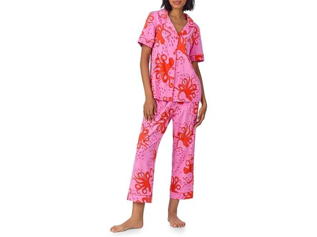 (取寄) ベッドヘッドパジャマズ レディース コットン ニット ショート スリーブ クロップド Pj セット Bedhead PJs women Cotton Knit Short Sleeve Cropped PJ Set Sea Dreamers