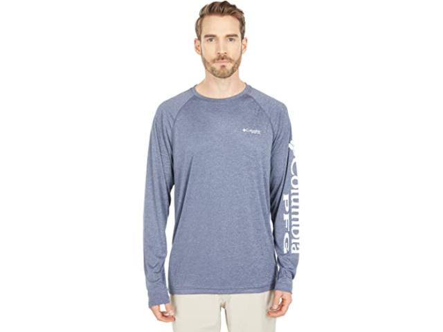 (取寄) コロンビア メンズ ターミナル タックル ヘザー ロング スリーブ シャツ Columbia men  Terminal Tackle Heather Long Sleeve Shirt Collegiate Navy Heather/White Logo