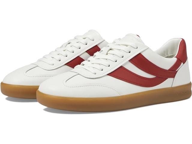 (取寄) ヴィンス メンズ オアシス-M レースアップ レトロ スニーカー Vince men Oasis-M Lace-Up Retro Sneakers Chalk White/Ruby Red Leather
