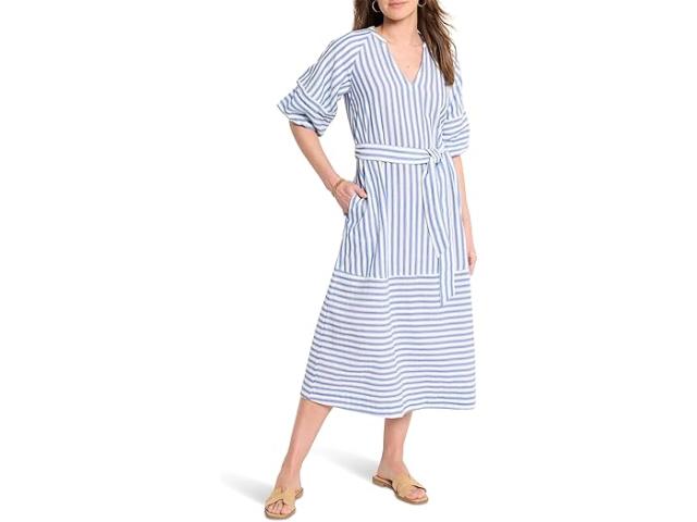 (取寄) ニックゾー レディース ダブル ガーゼ ミックスド ストライプ ドレス NIC+ZOE women Double Gauze Mixed Stripe Dress Blue Multi