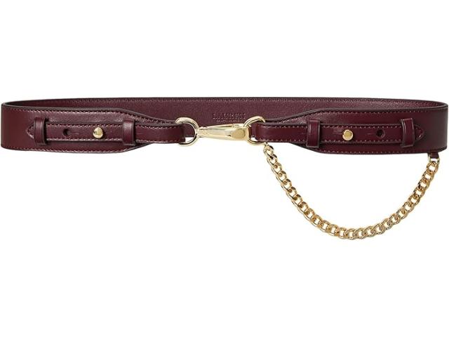 (取寄) ローレン ラルフローレン レディース チェーン-トリム レザー ベルト Lauren Ralph Lauren women Chain-Trim Leather Dog-Clip Belt Dark Garnet