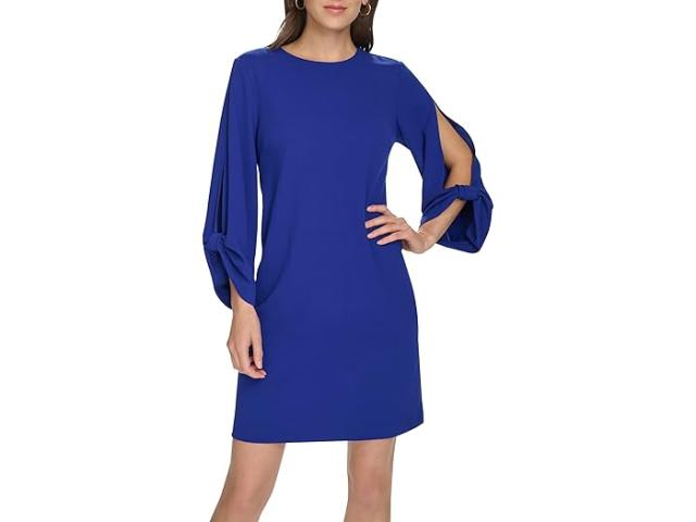 (取寄) カルバンクライン レディース スキューバ クレープ キーホール スリーブ   women Scuba Crepe Keyhole Sleeve Ultramarine