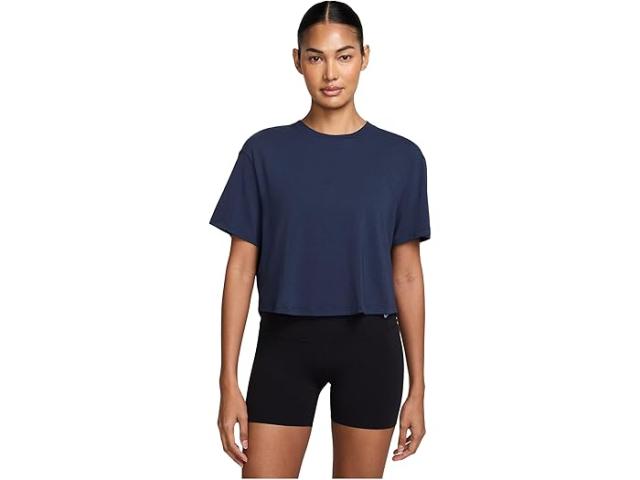 (取寄) ナイキ レディース ワン リラックスド-フィット ドライ-フィット クロップド ショートスリーブ トップ Nike women One Relaxed Dri-fit Cropped Short-sleeve Top Midnight Navy