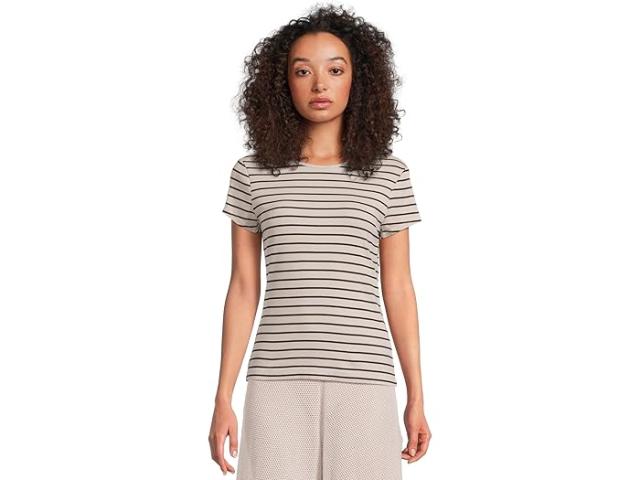 (取寄) マイケル スターズ レディース ジョイ ストライプ ティー Michael Stars women Joy Stripe Tee Cement/Black