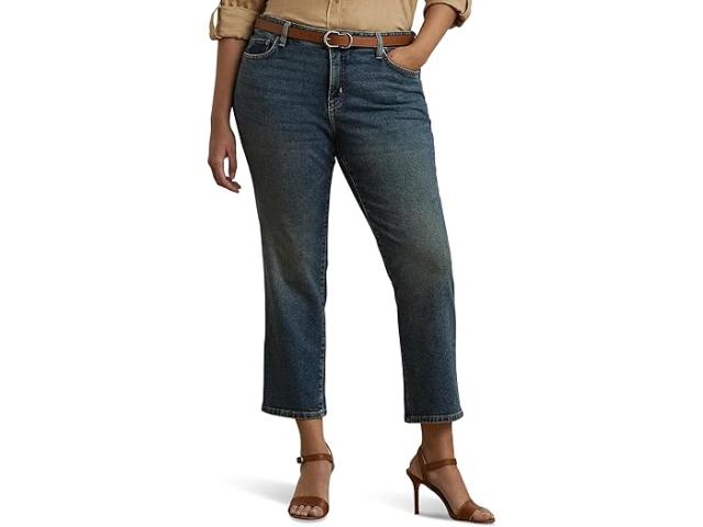 (取寄) ローレン ラルフローレン レディース プラス サイズ ミッドライズ ストレート アンクル アンクル ストレート Lauren Ralph Lauren women Plus Size Mid-Rise Straight Ankle Ankle Straight Haze Wash