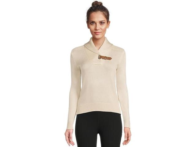 (取寄) ローレン ラルフローレン レディース バッキー-トリム コットンブレンド セーター Lauren Ralph Lauren women Buckle-Trim Cotton-Blend Sweater Mascarpone Cream