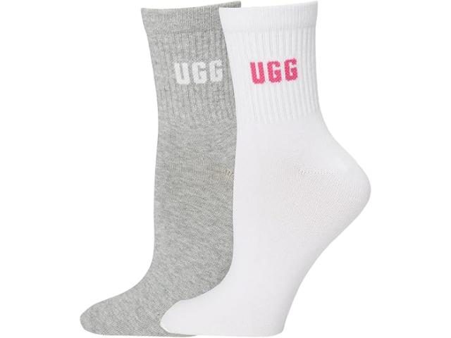 (取寄) アグ レディース ロゴ クオーター 2 パック UGG women Quinlin Logo Quarter 2 Pack Chroma Pink/Grey Heather