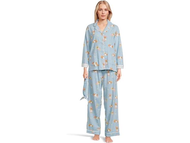 (取寄) ピー ジェイ サルベージ レディース フランネル Pj セット ウィズ ヘッドバンド P.J. Salvage women Flannel PJ Set with Headband Beary Cute Ice Blue