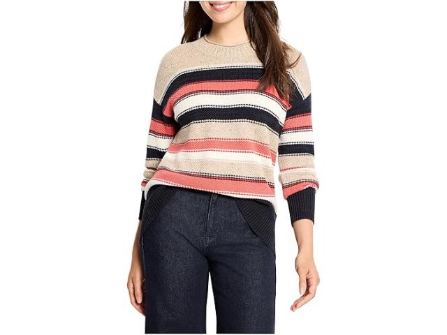 (取寄) ニックゾー レディース ネップ ニット ストライプド セーター NIC+ZOE women Nep Knit Striped Sweater Red Multi