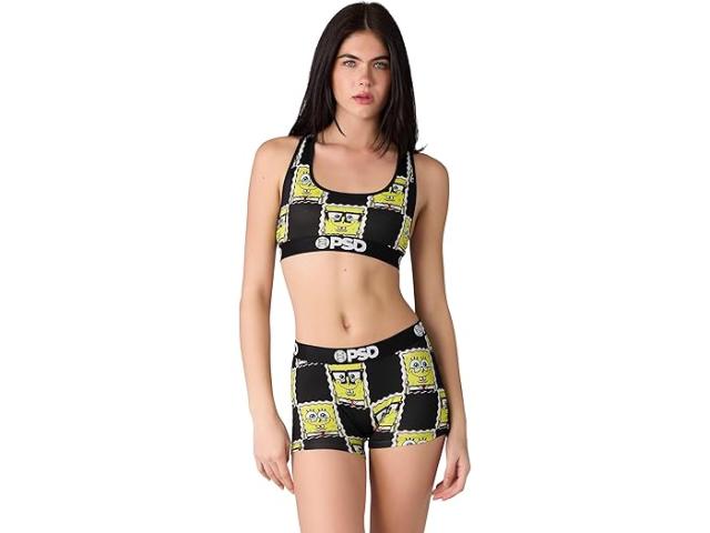 (取寄) PSD レディース スポンジボブ スクエアパンツ チェック スポーツ ブラ PSD women Spongebob Squarepants Check Sports Bra Multicolor
