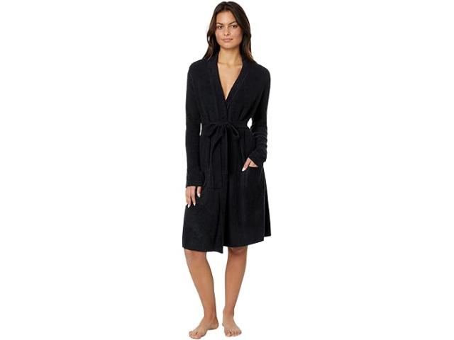 (取寄) ベアフットドリームス レディース コージシック ライト リブド ローブ Barefoot Dreams women CozyChic Lite Ribbed Robe Black