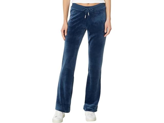 (取寄) ジューシークチュール レディース ソリッド リブ ウェスト ベロア パンツ Juicy Couture women Solid Rib Waist Velour Pant W/Drawcord Midnight Sea