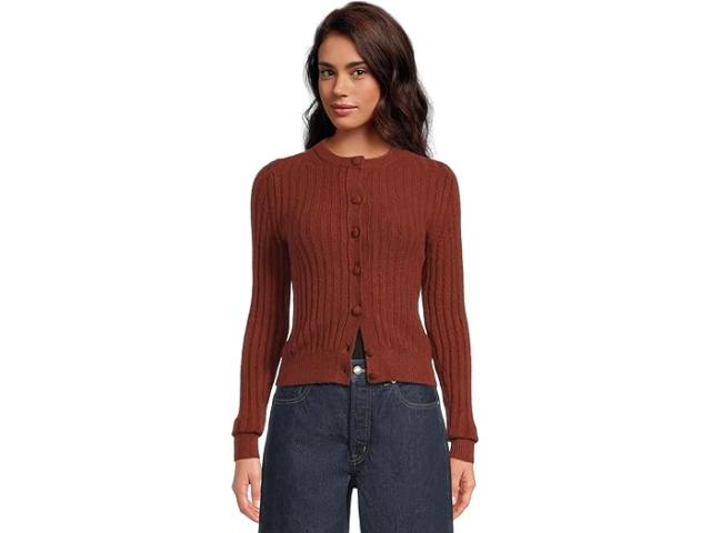(取寄) メイドウェル レディース ロング スリーブ コージー コットン リブド カーディガン Madewell women Long Sleeve Cozy Cotton Ribbed Cardigan Deep Rust