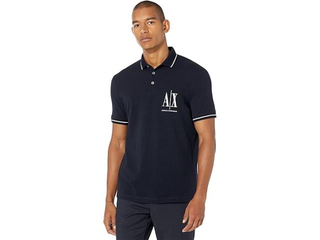 (取寄) アルマーニエクスチェンジ メンズ ピケ ポロ ウィズ エンブロイダー AX ロゴ Armani Exchange men Pique Polo with Embroidered AX Logo Navy