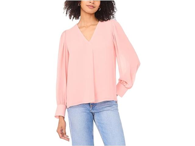 (取寄) ヴィンスカムート レディース V-ネック ロング スリーブ ブラウザ Vince Camuto women V-Neck Long Sleeve Blouse Sepia Rose