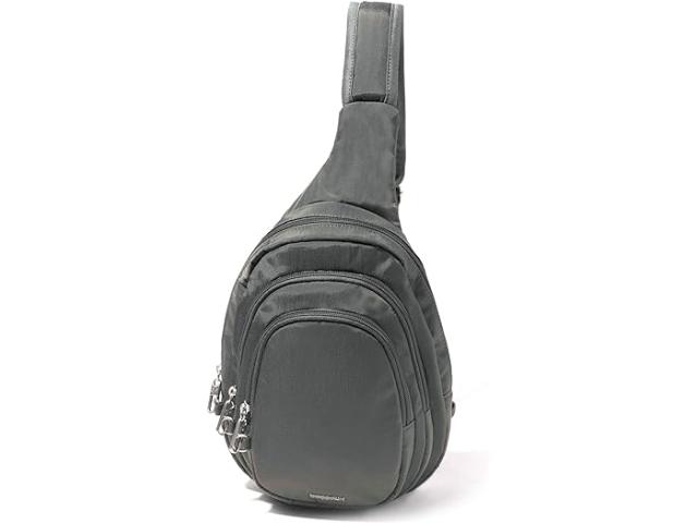 (取寄) バッガリーニ レディース セキュルテックス アンチ-シーフ トリプル ジップ スリング Baggallini women Securtex Anti-Theft Triple Zip Sling Charcoal