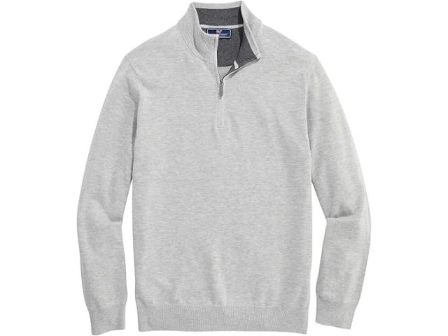 (取寄) ヴィンヤードヴァインズ メンズ ボートハウス ティップ クォーター-ジップ セーター Vineyard Vines men Boathouse Tipped Quarter-zip Sweater Light Gray Heather