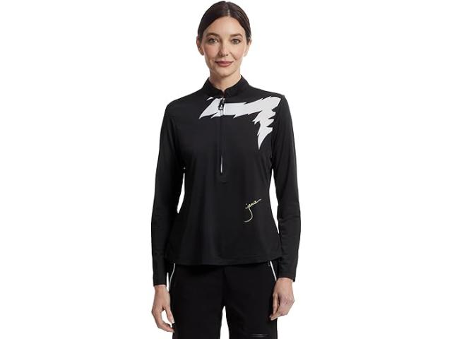 (取寄) ジェイミー サドック レディース サンセンス ライトニング プリント ロング スリーブ 1/4 ジップ サン プロテクション トップ Jamie Sadock women Sunsense Lightning Print Long Sleeve 1/4 Zip Sun Protection Top Black
