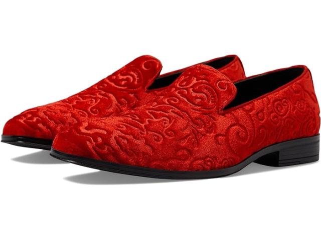 (取寄) ステイシー アダムス メンズ サンダース ベロア スリッポン Stacy Adams men Saunders Velour Slip-On Red