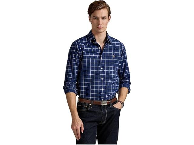 (取寄) ラルフローレン メンズ クラシック フィット ウィンドウペン オックスフォード シャツ Polo Ralph Lauren men Classic Fit Windowpane Oxford Shirt Navy/White
