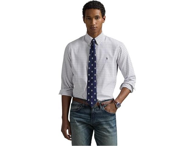 (取寄) ラルフローレン メンズ クラシック フィット パフォーマンス オックスフォード シャツ Polo Ralph Lauren men Classic Fit Performance Oxford Shirt White Aix Lavender