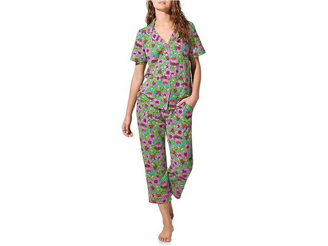 (取寄) ベッドヘッドパジャマズ レディース X トリーナ ターク ショート スリーブ クラシック ストレッチ ジャージ クロップド Pj セット Bedhead PJs women X Trina Turk Short Sleeve Classic Stretch Jersey Cropped Pj Set Garden Floral