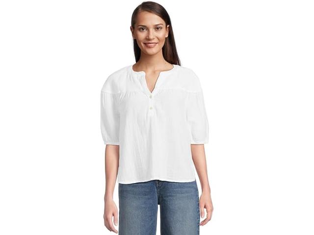 (取寄) モッドオードック レディース ハーフ スリーブ シャード ヨーク トップ Mod-o-doc women Half Sleeve Shirred Yoke Top White