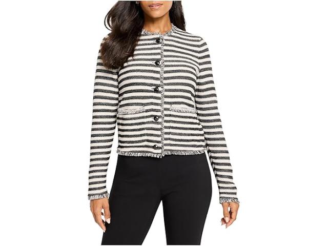 (取寄) ニックゾー レディース ピティート ストライプド フリンジ ミックス ファム ニット ジャケット NIC+ZOE women Petite Striped Fringe Mix Femme Knit Jacket Black Multi