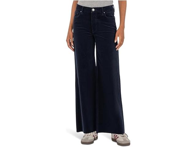 (取寄) カット フロム ザ クロス レディース メグ ハイライズ ファブ AB ワイド レッグ ロー インシーム イン ネイビー KUT from the Kloth women Meg High-Rise Fab Ab Wide Leg Raw Hem-Long Inseam in Navy Navy